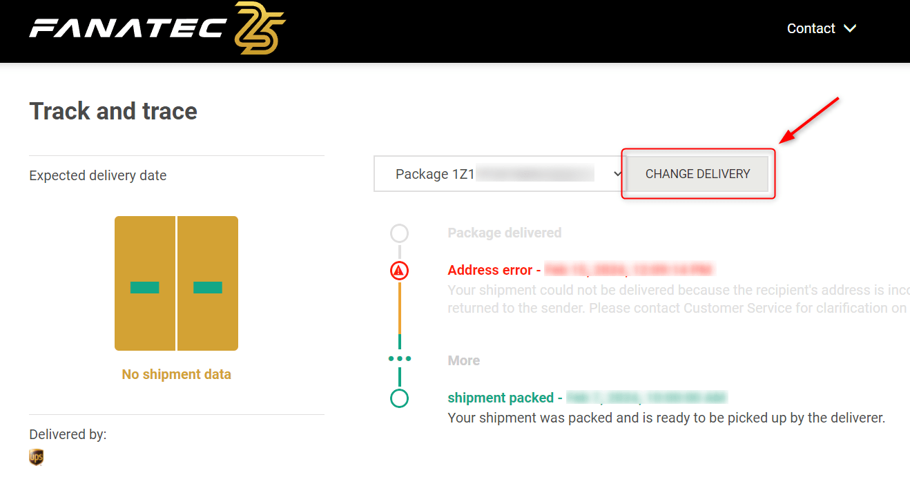 Updating Your UPS Delivery Information | FANATEC